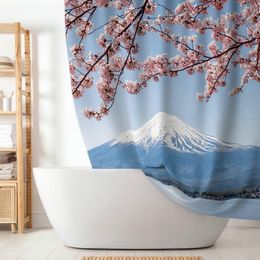 Duschvorhang Kirschbl&uuml;ten mit Berg Fuji