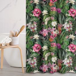 Duschvorhang Bunte tropische Blumen Collage