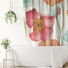 Duschvorhang Bunte Bl&uuml;ten mit Gold