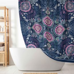 Duschvorhang Detailliertes Boho Muster in Blau