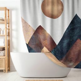 Duschvorhang Geometrische Berge Bronze