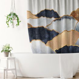 Duschvorhang Goldene Berge Aquarell