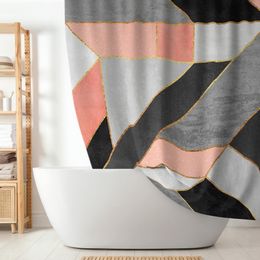 Duschvorhang Geometrie Rosa und Gold