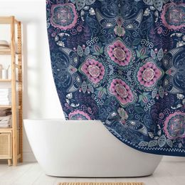Duschvorhang Detailliertes Boho Muster in Blau