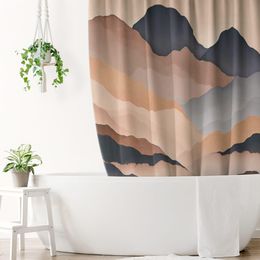 Duschvorhang Grafische Landschaft in Braun