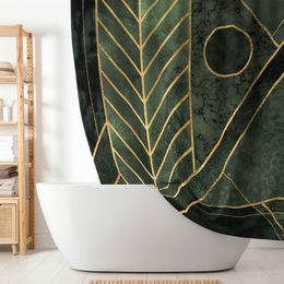 Duschvorhang Geometrische Formen Smaragd Gold