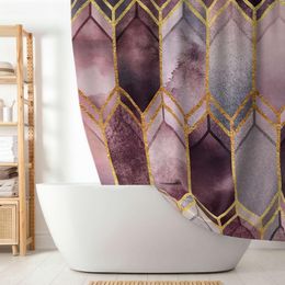 Duschvorhang Glasmalerei geometrisch Ros&eacute; Gold