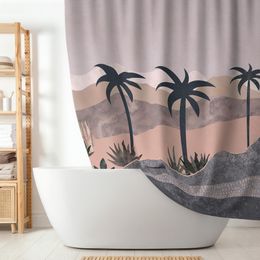 Duschvorhang Grafische Landschaft mit Palmen