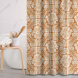 Duschvorhang Retro Bl&uuml;ten Muster Orange