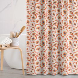 Duschvorhang Retro Bl&uuml;ten Muster Rosa