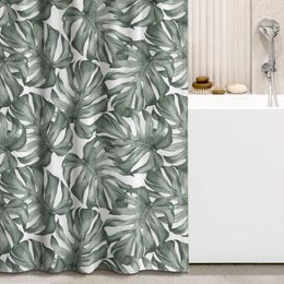 Duschvorhang Aquarell Monstera Bl&auml;tter in Gr&uuml;n