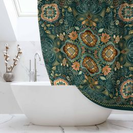 Duschvorhang Detailliertes Boho Muster in Gr&uuml;n