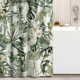Duschvorhang Orchideen und Bl&auml;tter Muster