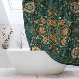 Duschvorhang Detailliertes Boho Muster in Gr&uuml;n