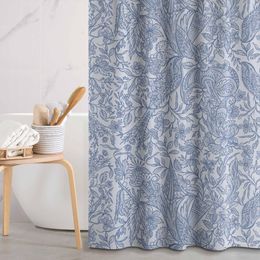 Duschvorhang Blaues Vintage Blumenmuster