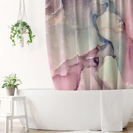 Duschvorhang Aquarell Pastell Rosa mit Gold