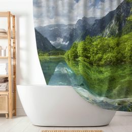 Duschvorhang Bergsee mit Spiegelung