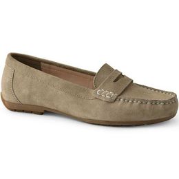 LANDS' END Veloursleder-Loafer im Autoschuh-Design, Damen,  Beige, Rauleder, by Lands' End
