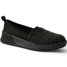 LANDS' END Komfort-Stoffschuhe mit Keilabsatz, Damen,  Schwarz, Polyester/Gummi, by Lands' End