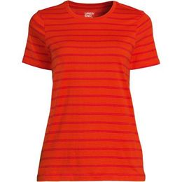 LANDS' END Supima Kurzarm-Shirt mit rundem Ausschnitt, Damen,  Orange, Baumwolle, by Lands' End