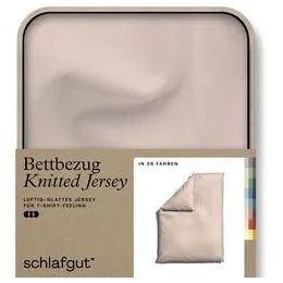 Bettbezug Schlafgut "Premium Bettbezug Knitted Jersey (1 St)", rot (rot light), L:200cm, Jersey, Obermaterial: 95% Baumwolle, 5% Elasthan, Bettbez&uuml;ge, Ton-in-Ton Rei&szlig;verschluss, Bio-Baumwolle mit Elasthan, Uni, OEKO Tex