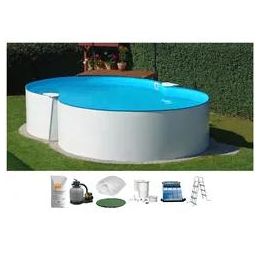 Achtformpool Clear Pool, wei&szlig;, B:350cm H:120cm L:540cm, Schwimmbecken, 540x350x120 cm inkl. Solarset