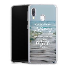 DeinDesign Galaxy A40 Handy Silikon H&uuml;lle Case transparent Handyh&uuml;lle Statement Beach Spruch Silikon Case