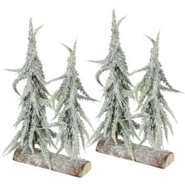 Dekobaum I.GE.A. "Weihnachtsdeko, Weihnachtsbaum", gr&uuml;n (gr&uuml;n, wei&szlig;), B:19cm H:34cm T:6cm, Kunststoff, Dekofiguren, Tannenbaum auf Rinde 34 cm