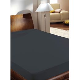Spannbettlaken Primera "Luxus-Satin", schwarz, B:150cm L:200cm, Satin, Obermaterial: 100% Baumwolle, Bettlaken, Spannbettlaken, in hochwertiger Qualit&auml;t
