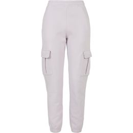 Jogginghose Urban Classics "Urban Classics Damen Ladies High Waist Cargo Sweat Pants", Damen, Gr. 4XL, US-Gr&ouml;&szlig;en, softlila, 65% Baumwolle, 35% Polyester, unifarben, loose fit, Hosen Jogginghose