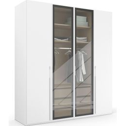 Dreht&uuml;renschrank Rauch "Kleiderschrank Schrank Garderobe SKAT SHINE mit hochwertigem", wei&szlig; (alpinwei&szlig;), B:201cm H:235cm T:63cm, Holzwerkstoff, Schr&auml;nke, Dreht&uuml;renschrank, transparentem Grauglas inkl. umfangreichem Zubeh&ouml;r MADE IN GERMANY