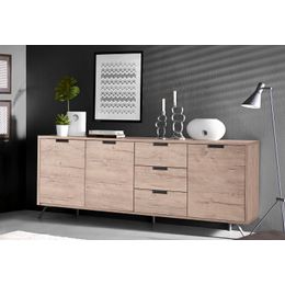 Sideboard Home Affaire "Palma", braun (eichefarben), Sideboards, Sideboard, Breite 206 cm