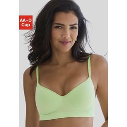 Push-up-BH Lascana "COMFY BRA", Damen, Gr. 70, Cup AA, gr&uuml;n (hellgr&uuml;n), Piqu&eacute;, Obermaterial: 50% Baumwolle, 33% Polyamid, 14% Polyester, 3% Elasthan, BHs Push-up-BH, mit B&uuml;gel aus weicher Baumwollmischung, Dessous