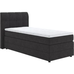 Boxspringbett Home Affaire "Finja", schwarz, B:105cm L:211cm, Komplettbetten, Boxspringbett, besonders komfortable Liegeh&ouml;he, mit praktischem Bettkasten