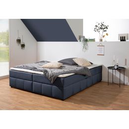 Boxbett Home Affaire "Niemes inkl. Bettkasten und Topper, auch in &Uuml;berl&auml;nge erh&auml;ltlich", denim, blau, B:204cm L:204cm, Komplettbetten, Boxbett ohne Kopfteil, inkl. Topper