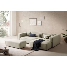 Ecksofa "PIARA XXL, L-Form, Schlaffunktion, Cord, Leinenoptik o. Strukturstoff", gr&uuml;n (hellgr&uuml;n), B:288cm H:66cm T:198cm, 100% Polyester, LeGer Home by Lena Gercke, Sofas, Ecksofa, Hocker stellbar zum Schlafsofa (Krokodilverbinder), tiefe Sitzfl&auml;che