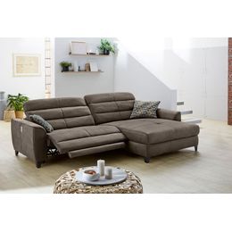 Jockenh&ouml;fer Ecksofa JOCKENH&Ouml;FER GRUPPE "Double One L-Form, B: 288cm", braun (dunkelbraun), B:288cm T:105cm, Luxus-Microfaser in Lederoptik (100% Polyester), Sofas, Ecksofa, mit 2x 120cm breiten, elektromotorischen Relaxfunktionen, Topseller
