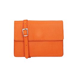 Schultertasche Harpa "June", Damen, Gr. B/H/T: 4cm x 15cm x 19cm, orange, Leder, unifarben, Taschen Schultertasche, aus echtem Leder