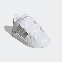 Sneaker adidas Sportswear "GRAND COURT LIFESTYLE HOOK AND LOOP", M&auml;dchen, Gr. 24, wei&szlig; (cloud wei&szlig;, matte silber, matte silber), Synthetik, Textil, Schuhe Sneaker, f&uuml;r Kinder, Design auf den Spuren des adidas Superstar