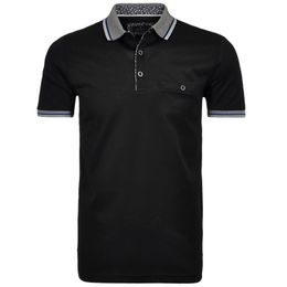 Poloshirt Ragman, Herren, Gr. 3XL, schwarz, Baumwolle, Casual, regular fit, hoch geschlossener Ausschnitt, Shirts
