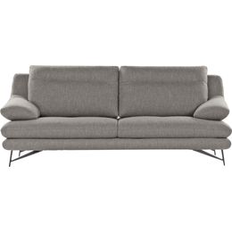 3-Sitzer Calia italia "Cezanne modern, elegant und bequem, aufwendige Detailverarbeitung", grau (34 sabbia), B:215cm H:90cm T:96cm, Sofas, wahlweise mit Sitztiefenverstellung