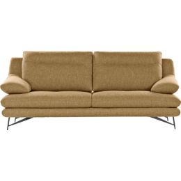 3-Sitzer Calia italia "Cezanne modern, elegant und bequem, aufwendige Detailverarbeitung", gelb (35 senape), B:215cm H:90cm T:96cm, Sofas, wahlweise mit Sitztiefenverstellung