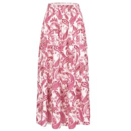 Sommerrock CLOUD 5IVE "CLOUD 5IVE Maxi Skirt with paisley print", Damen, Gr. XL, pink, 95% Polyester, 5% Elasthan, normal, R&ouml;cke