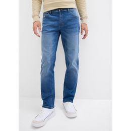 Regular-fit-Jeans bonprix "Regular Fit Stretch-Jeans, Straight", Herren, Gr. 52, N-Gr, blau (blau denim), Obermaterial: 99% Baumwolle, 1% Elasthan, regular fit, Jeans, Regular-fit-Passform, mit Elasthan-Anteil, im Casual Stil
