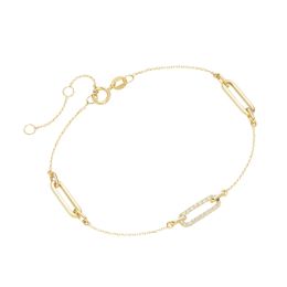 Armband Luigi Merano "mit l&auml;nglichen Gliedern, Zirkonia Steinen, Gold 375", gold, Armb&auml;nder, Damen, 19cm, Gelbgold 375, Gliederarmband
