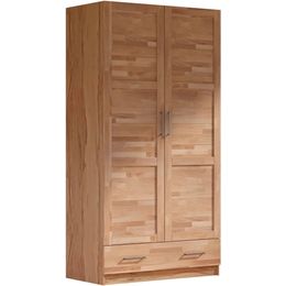 Kleiderschrank OTTO HOME "Sabrina, 97x60x200cm, nat&uuml;rlicher Landhausstil", braun (buche), B:97cm H:200cm T:60cm, Schr&auml;nke, Kleiderschrank, teilmassiv, Buche oder Eiche, FSC-zertifiziert, Metallgriffe