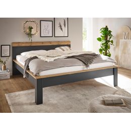 Einzelbett OTTO HOME "WESTMINSTER Bett im Landhausstil, Doppelbett, Bettgestell", grau (grau dunkel, grau dunkel, eiche wotan dekor), B:197cm H:94cm L:210cm, Betten, in verschiedenen Farben verf&uuml;gbar, Liegefl&auml;che 90/140/180x200 cm