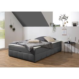 Boxbett Home Affaire "Niemes inkl. Bettkasten und Topper, auch in &Uuml;berl&auml;nge erh&auml;ltlich", anthrazit, B:144cm L:224cm, Komplettbetten, Boxbett ohne Kopfteil, inkl. Topper