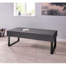 Sitzbank OTTO HOME "Oliver", grau (dunkelgrau (capulet 4009), schwarz), B:140cm H:50cm T:62cm, Holzwerkstoff, Massivholz, Polyester, Sitzb&auml;nke, Sitzbank