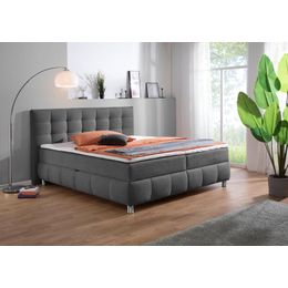 Boxbett Home Affaire "Marvao inkl. Bettkasten und Topper", anthrazit, B:214cm L:210cm, Komplettbetten, Boxbett mit Bettkasten, inkl. Topper
